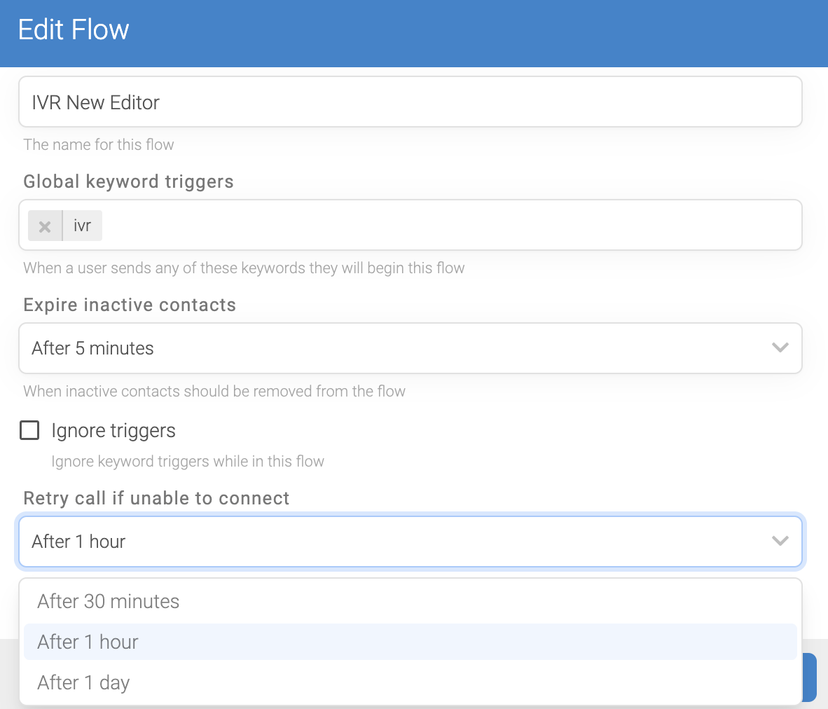 Configuring a Retry in an IVR (Voice) Flow | PrinceTech